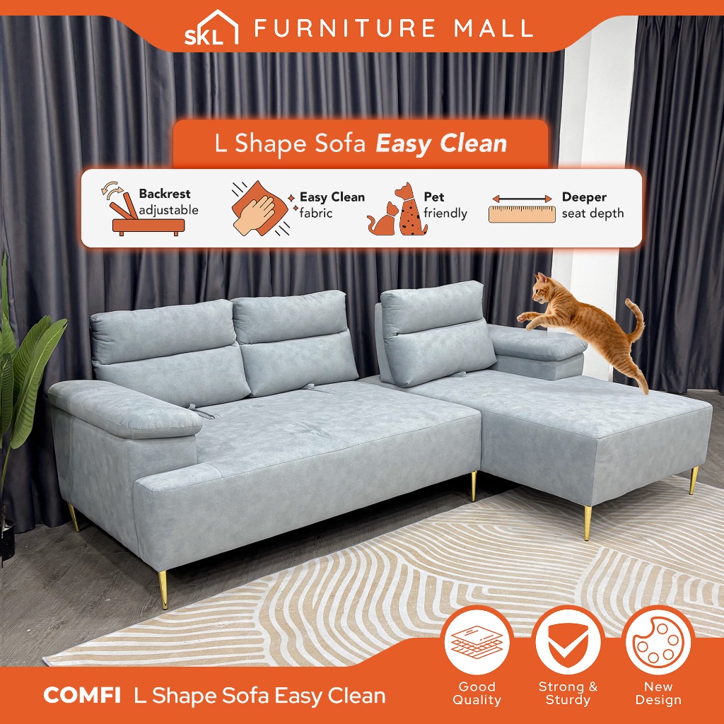 🔥LAST CALL !! Ship Before Raya🔥(Grey/Beige)EASY CLEAN Sofa L Shape Push ...