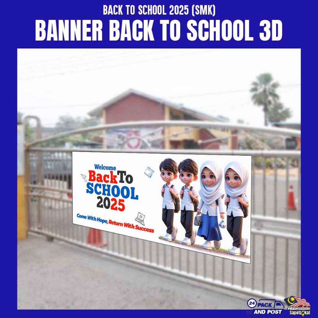 Banner 3D BACK TO SCHOOL 2025 / Kembali Ke Sekolah 2025 / saiz (5x2 FT) - SMK | Shopee Malaysia