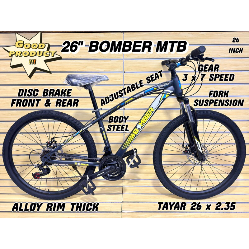 (SIAP PASANG) BICYCLE GEAR SIZE 26'' V-brake / BASIKAL MTB / 6/7 SPEED ...