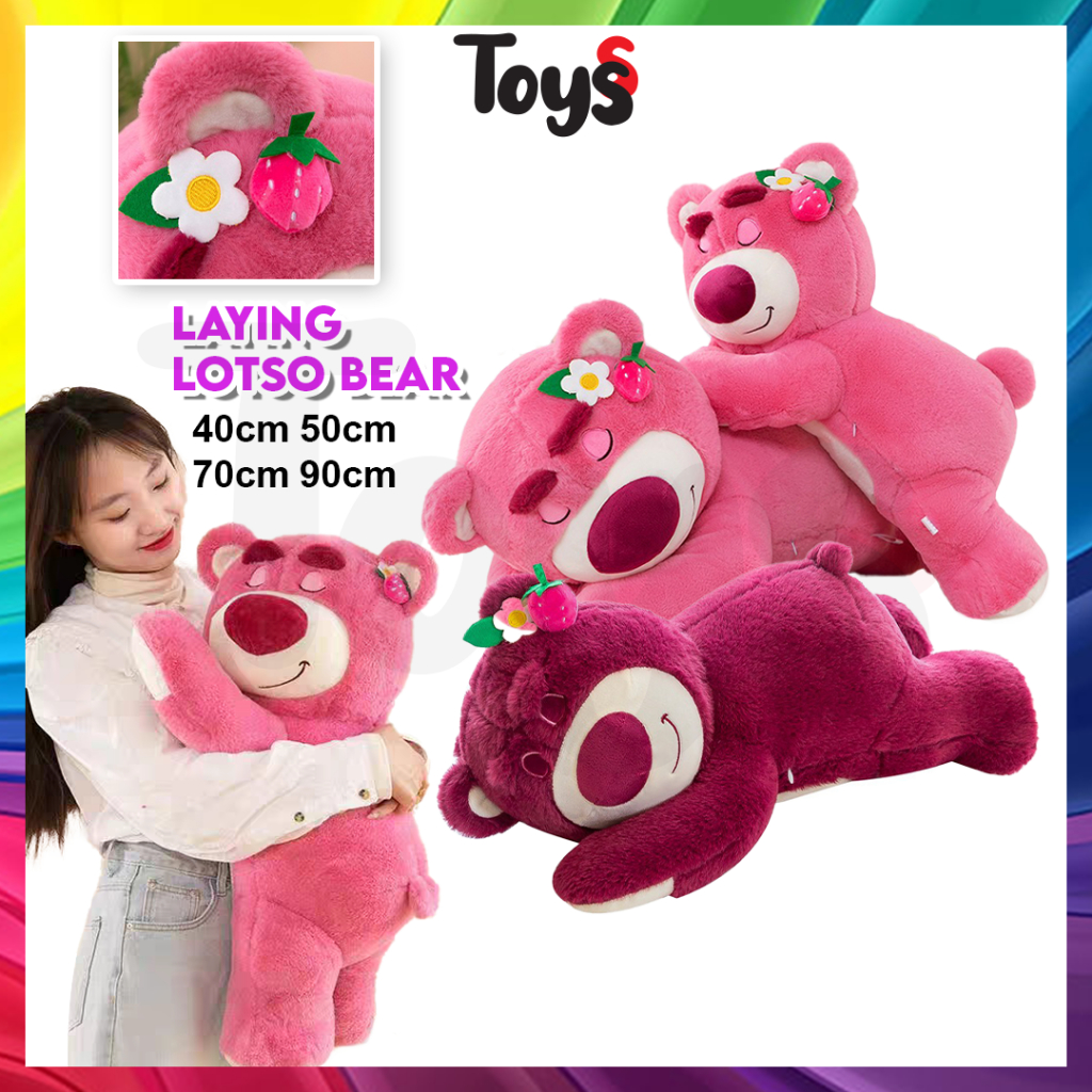 🔥Toyss Laying Lotso Bear Strawberry Bear Patung Lotso Besar Bear Comel ...