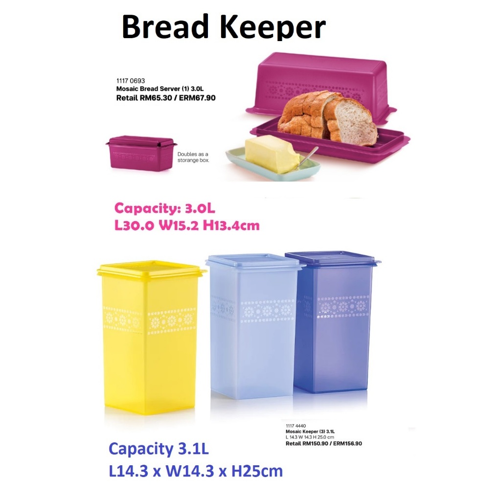 Tupperware Mosaic Keeper 3.1L/ Mosaic Bread Server 3L | Shopee Malaysia