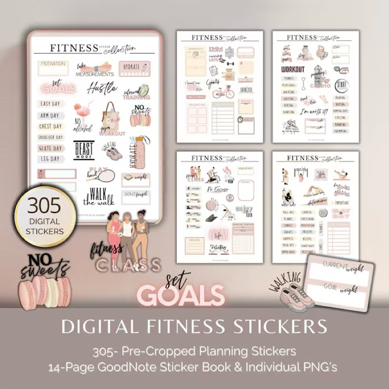 Digital Health & Fitness Stickers - GoodNotes Sticker Book & Pre ...