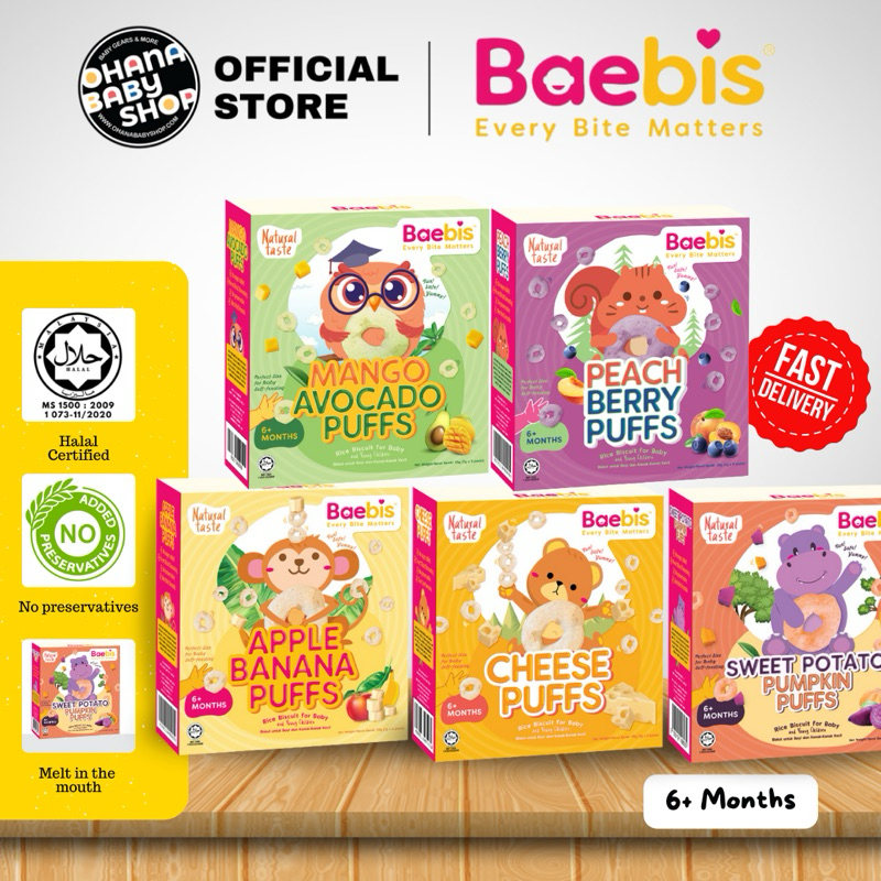 Baebis Organic Baby Rice Puff-Baby Snack Halal Finger Food | Shopee ...