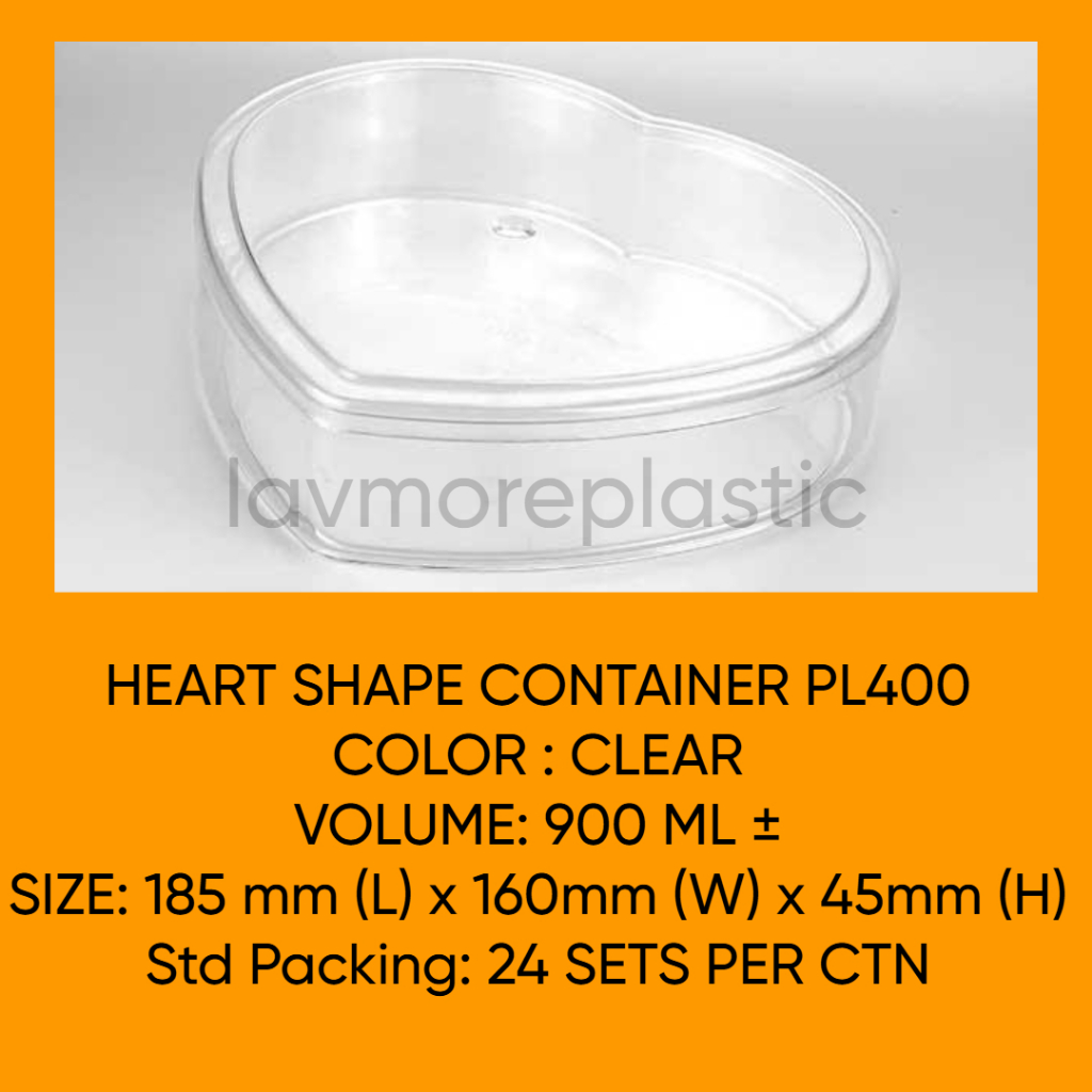 PCS/PL400 + wrap / Bekas plastik bentuk hati / Heart Shape Plastic ...