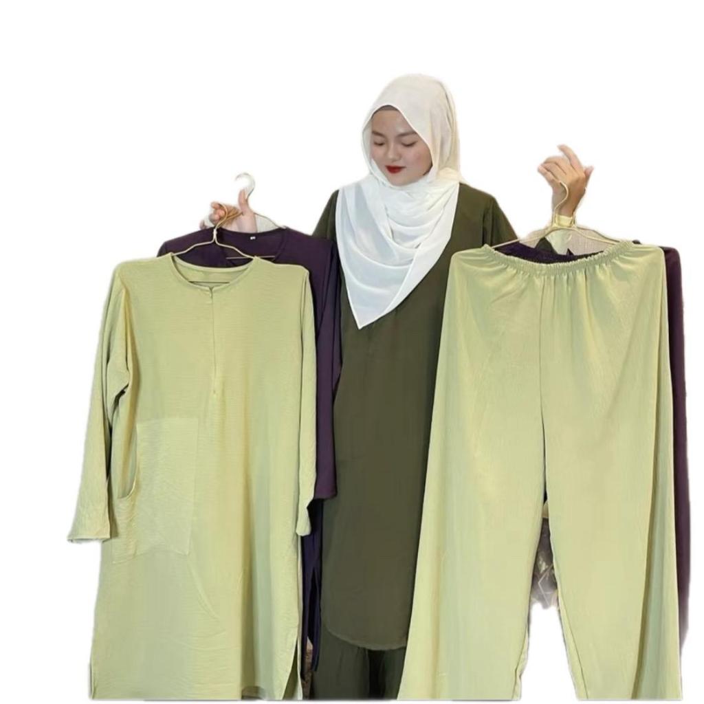 Suite Long Set baju dan seluar viral raya adition harga muraha muslimah ...
