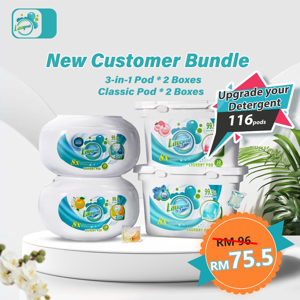 【New Customer Offer】Laugend Laundry Pods 116 Pods for 5-Month 3 in 1 ...