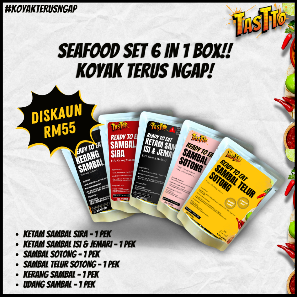 Seafood Set! Sambal Sotong ,Telur Sotong,Ketam Sambal Sira,Ketam Sambal ...