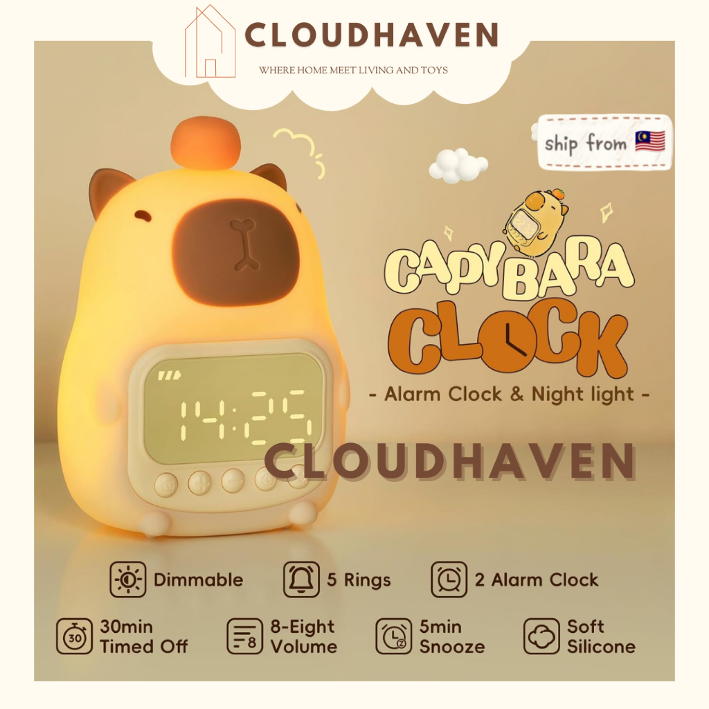 [Ready Stock] Capybara Alarm Clock Night Light 卡皮巴拉闹钟 Silicone Lamp ...