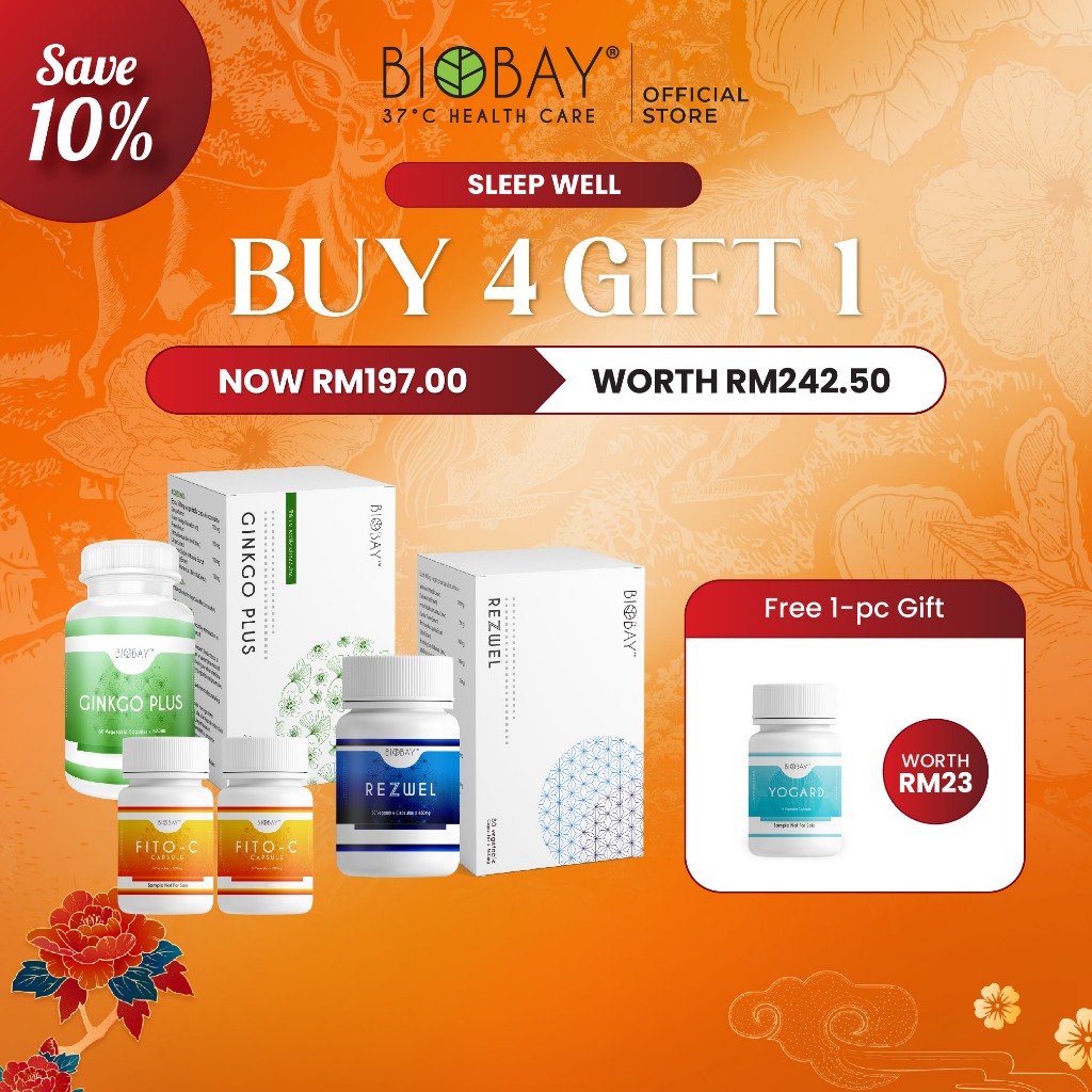 BIOBAY Sleep Well Bundle | Rezwel, Ginkgo, Fito-C | Stress, Anxiety, Insomnia | Brain Memory ...