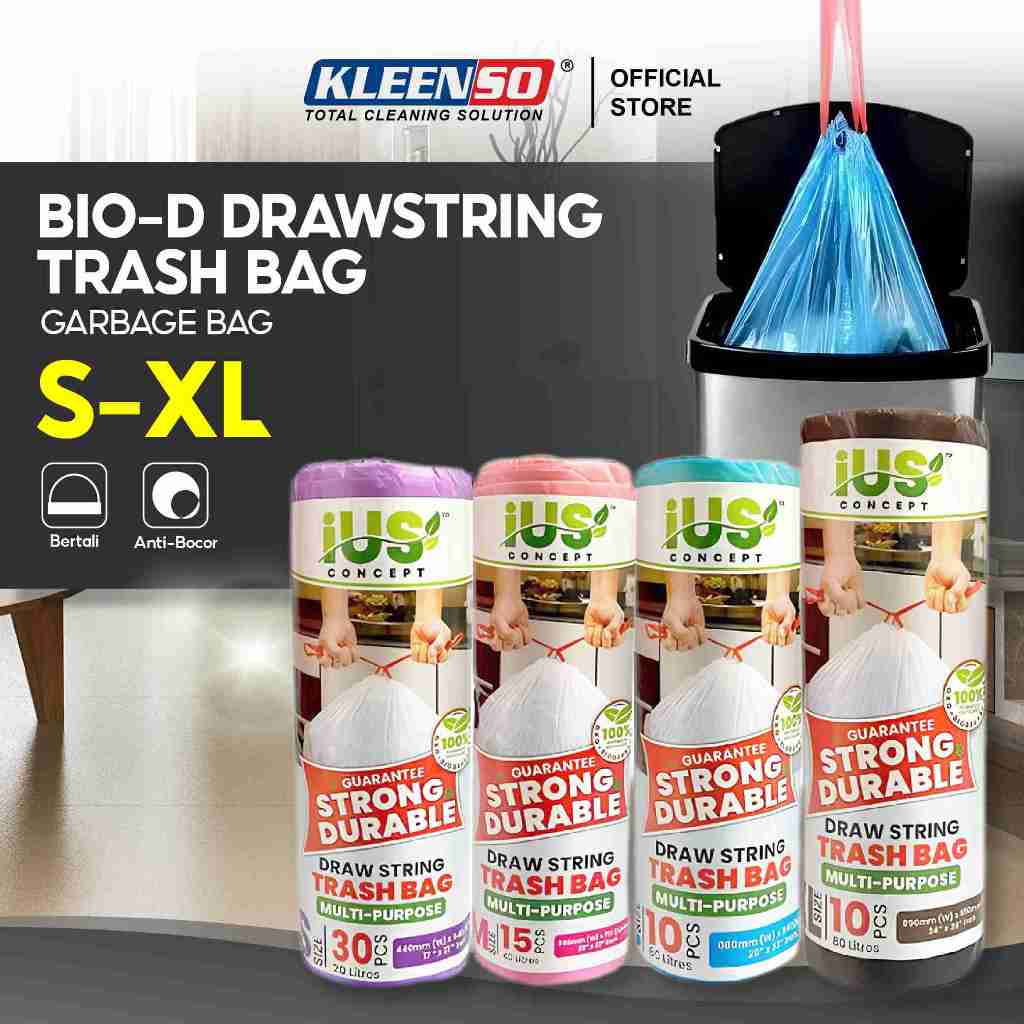 KLEENSO IUS Concept Drawstring Trash Bag S/M/L/XL size Bio-degradable ...