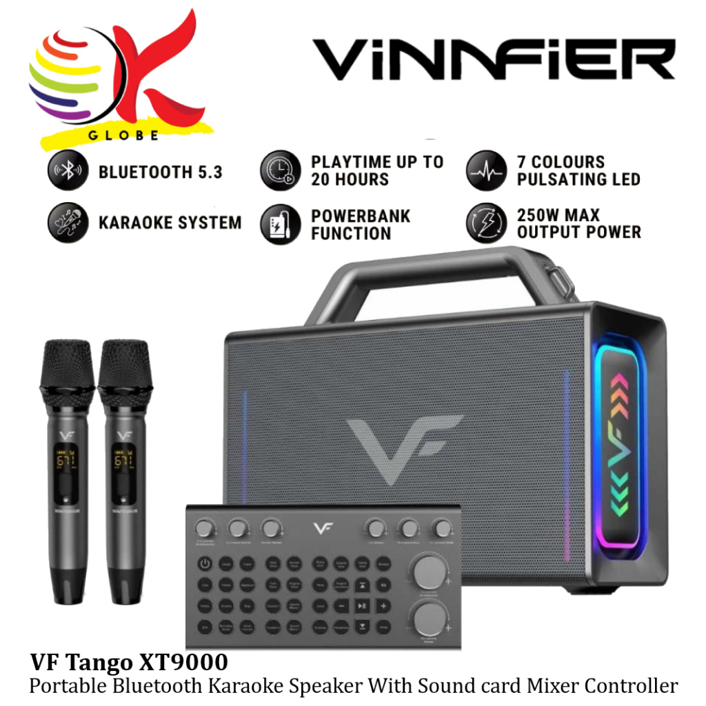 VINNFIER VF TANGO XT9000 MAX 250W PORTABLE BLUETOOTH KARAOKE SPEAKER ...