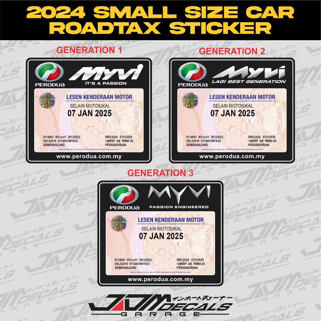 [2024 SMALL SIZE CAR ROADTAX STICKER] Perodua Myvi Windscreen Roadtax ...