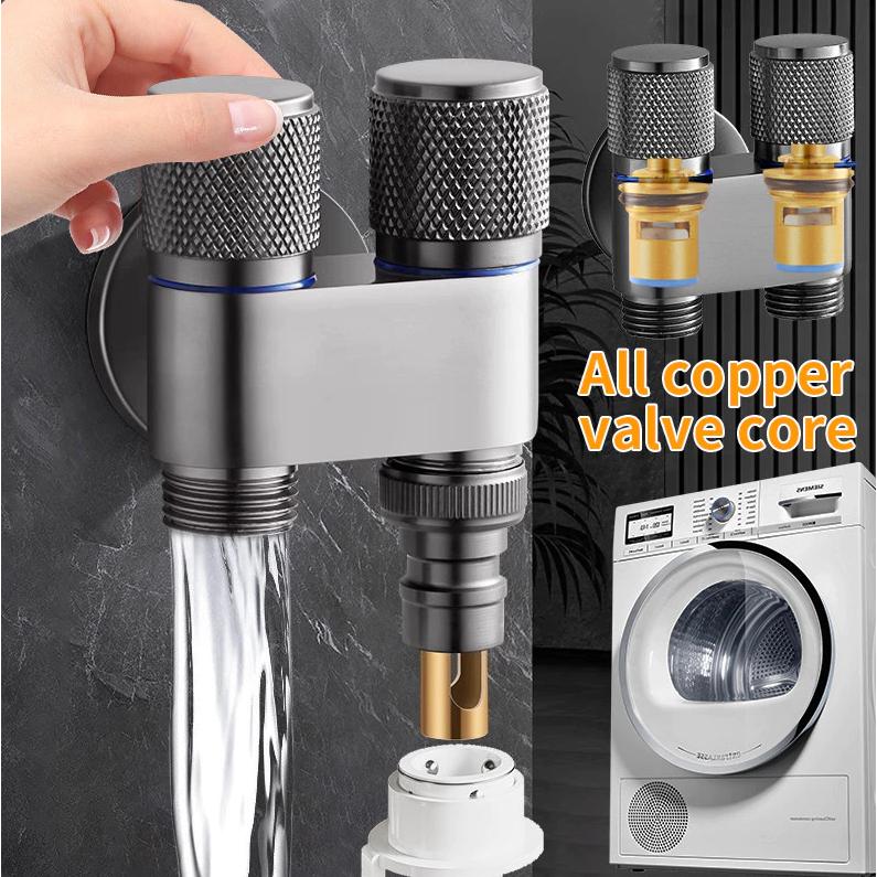 One-in two-out Angle valve Washing machine anti-fall automatic water ...