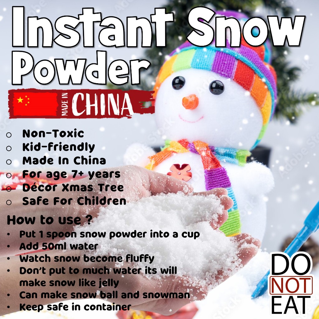 INSTANT SNOW POWDER - FAKE SNOW (MADE IN CHINA) CAN MAKE CLOUD SLIME ...