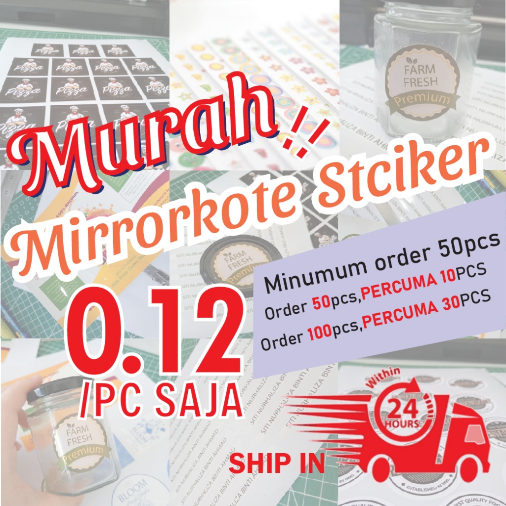 [Min. Order 50PCS] Custom Print | Mirrorkote Sticker | Murah | 3cm ...