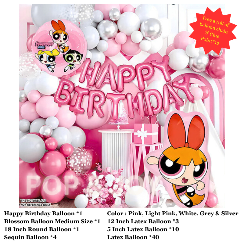 Blossom The PowerPuff Girls Balloon Set Birthday Party Decoration Belon ...