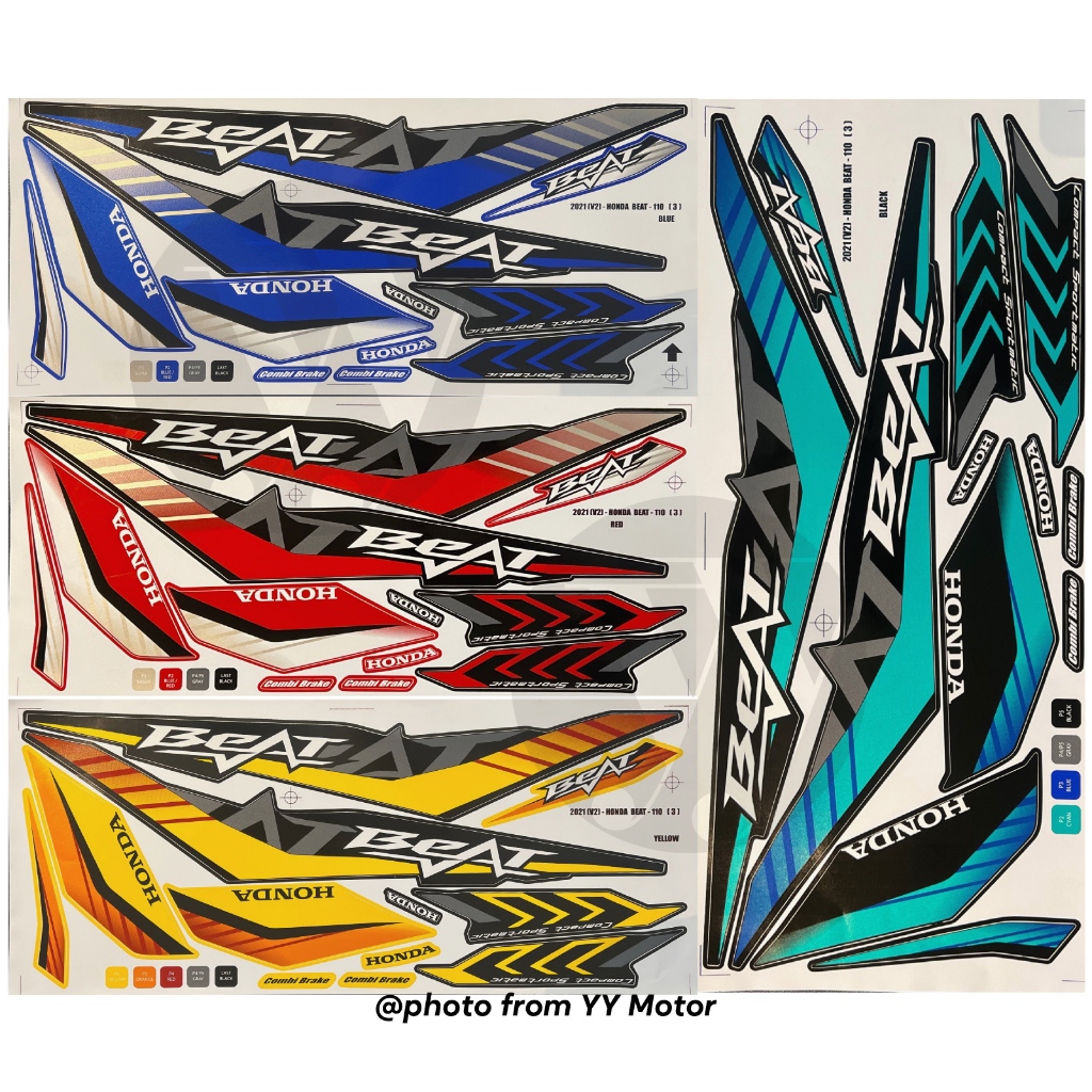 Honda beat 110 v2 (3) premium body cover sticker stripe 1set | Shopee ...