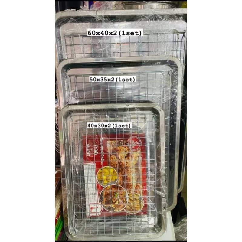 RECTANGLE STAINLESS STEEL COOLING TRAY WITH RACK/OIL DRAIN TRAY/TALAM ...