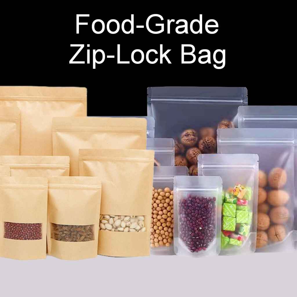 Food-Grade Resealable Zip-Lock Waterproof Heat-Seal Plastic Bag Kraft ...