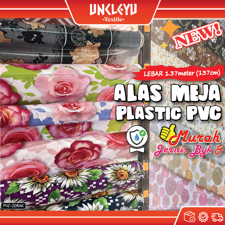 Alas Meja PVC/Corak Bunga Eksklusif/Murah & Byk Pilihan/Lapik Meja ...