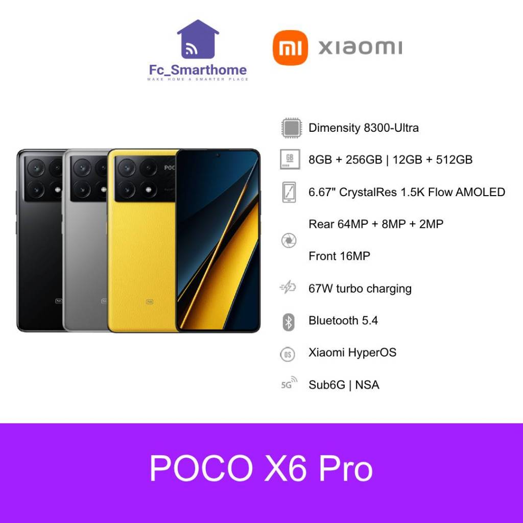 POCO X6 Pro 5G SmartPhone | 64MP AI Triple Camera | 6.67" CrystalRes ...