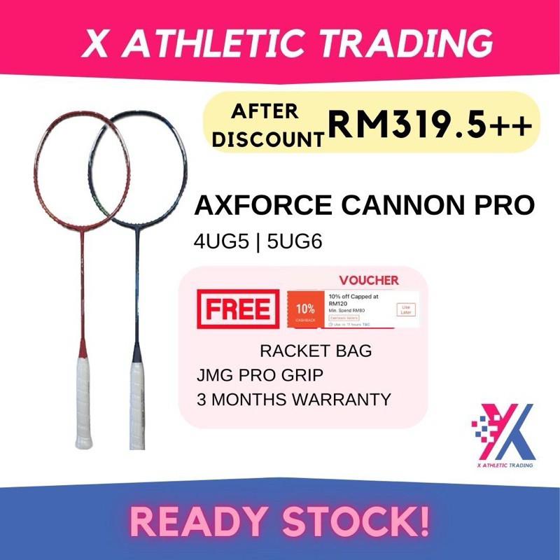 [100% ORIGINAL] AXFORCE CANNON PRO MEDIUM RANGE BADMINTON RACKET LIN ...