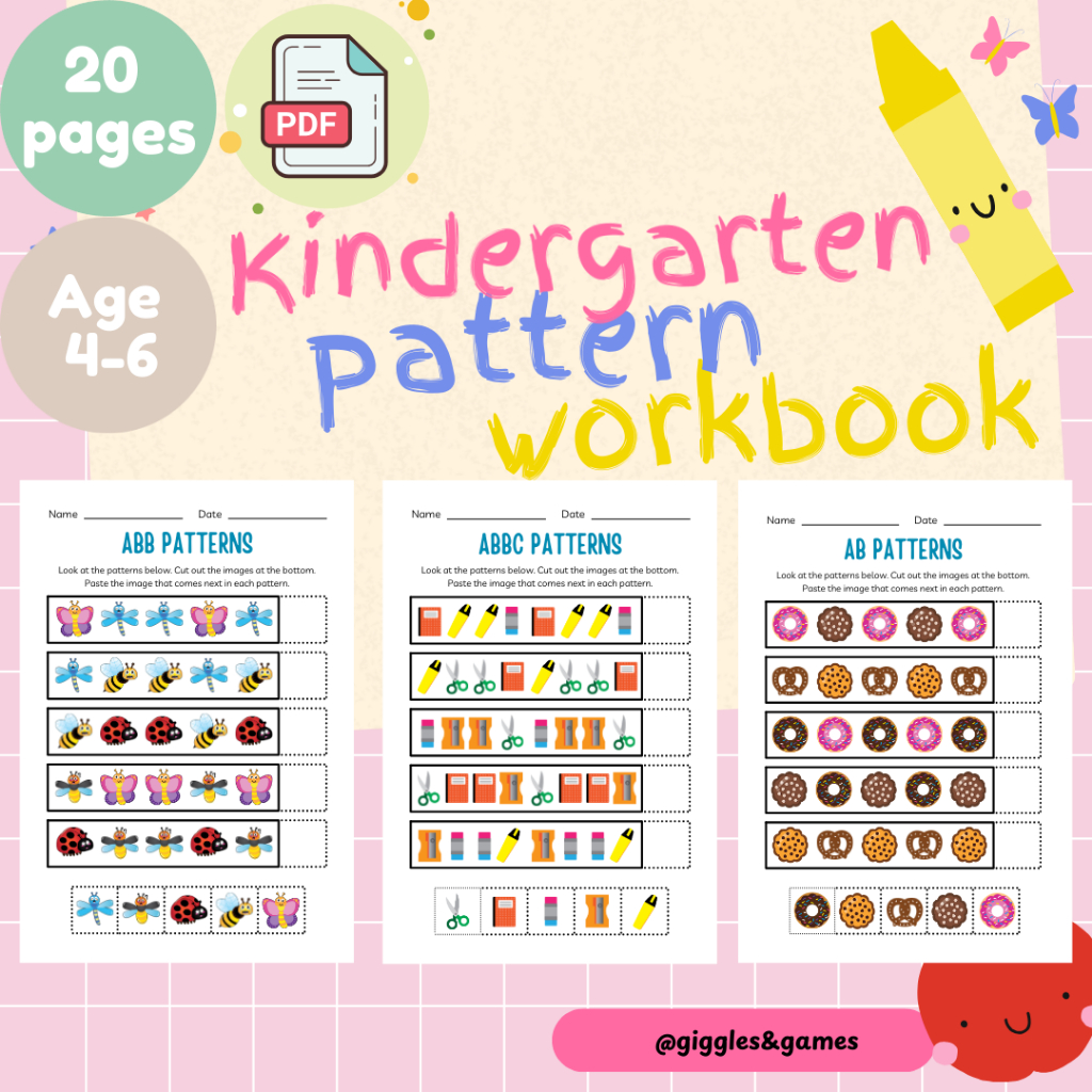 K4 - Preschool Kindergarten Pattern Learn Learning Education Worksheets ...