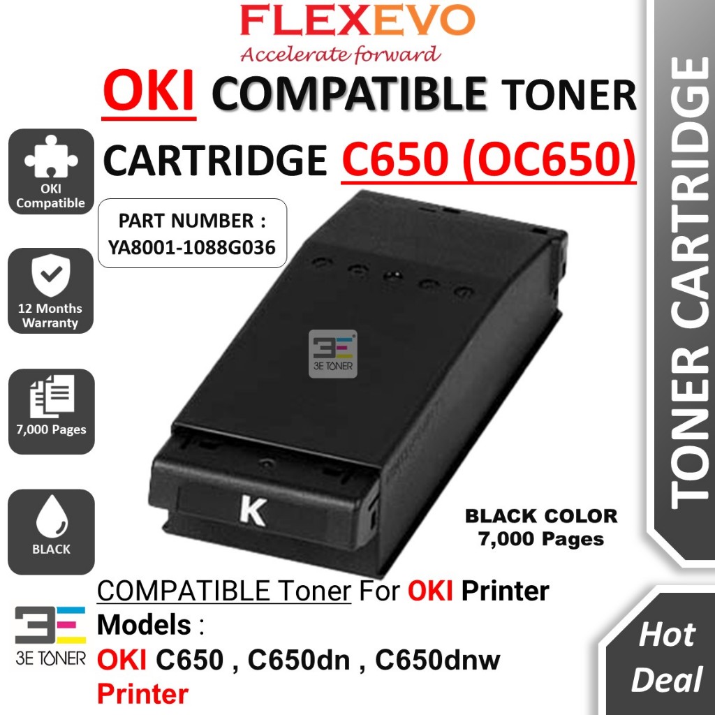 OKI C650 650 OC650 YA8001-1088G036 Toner Cartridge Compatible Black for ...