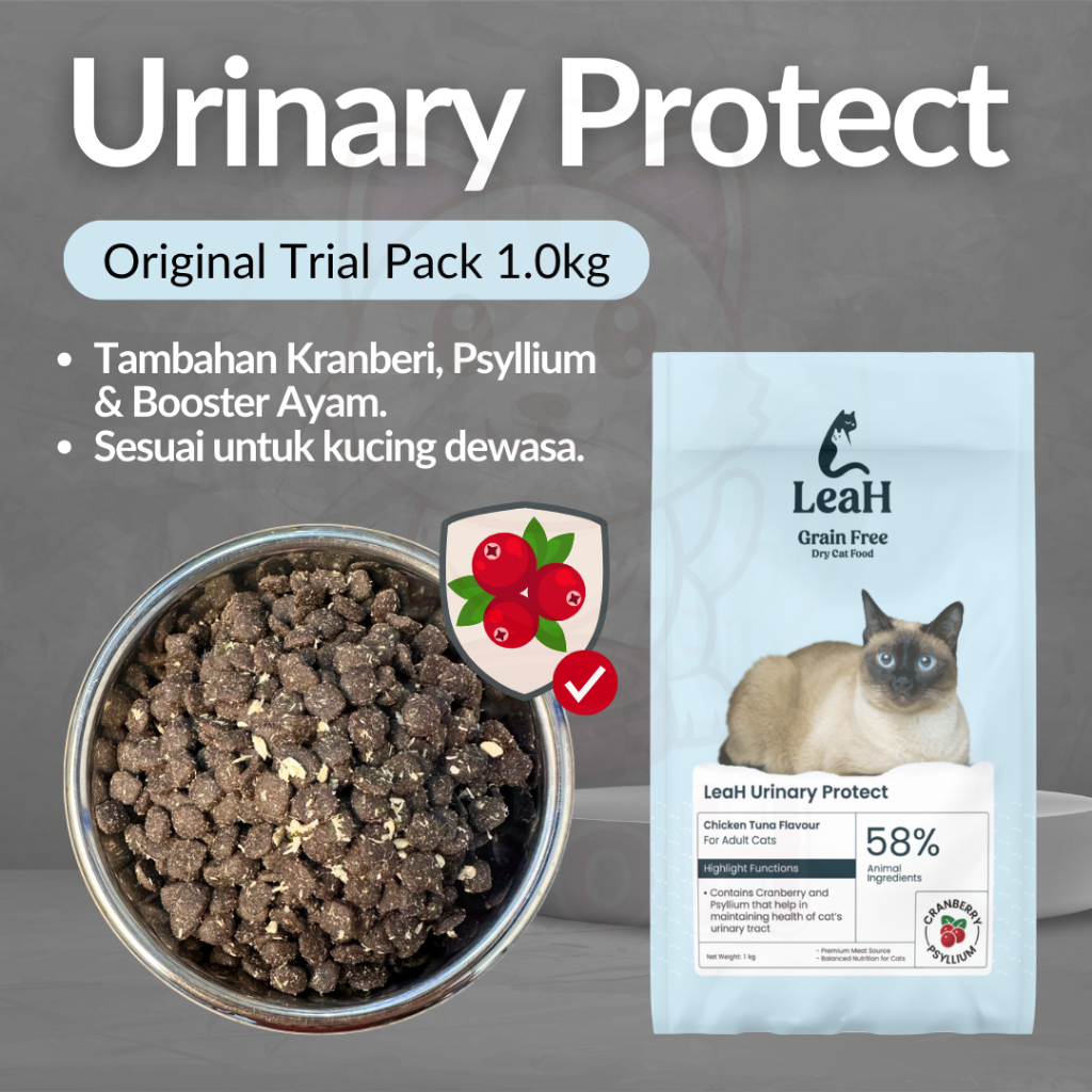 LeaH Urinary Protect 1kg Makanan Kucing Tanpa Bijirin untuk Jaga ...