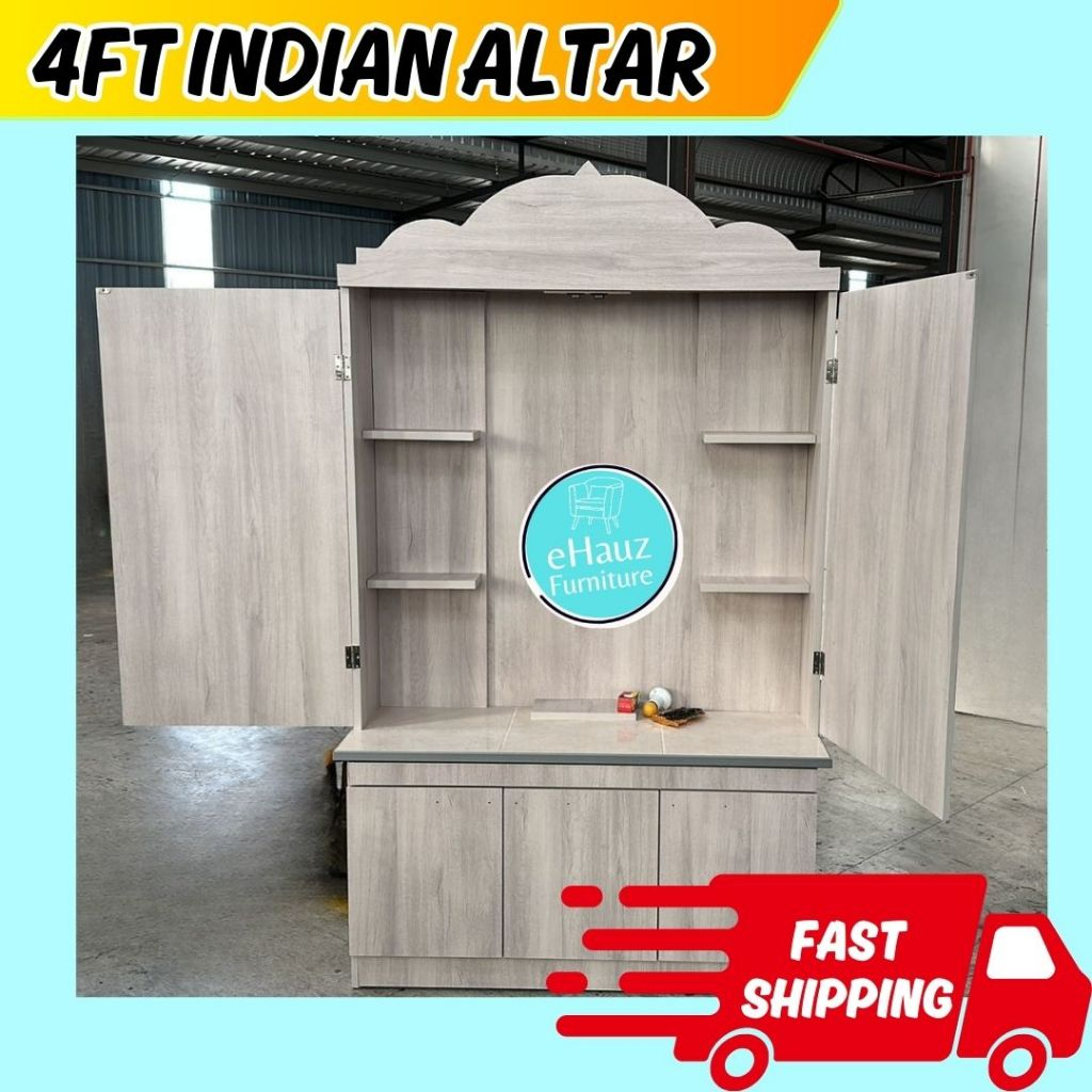 eHauz Elegant wooden 4FT Indian Prayer Altar- Almari Sembahyang Indian ...