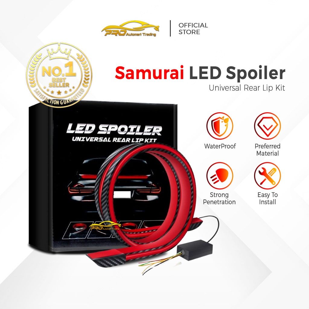 New2021 Universal Spoiler SAMURAI Ducktail Carbon With Flash Led Light ...