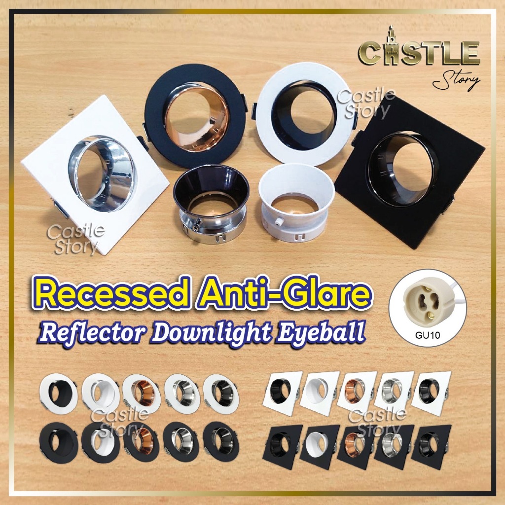 Anti-Glare Eyeball GU10 Eyeball Downlight Casing Round Adjustable Angle ...