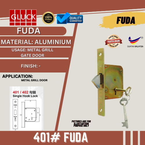 FUDA SINGLE HOOK STEEL GATE LOCK (401#) | Grill Lock/ Pagar Lock/ Grill ...