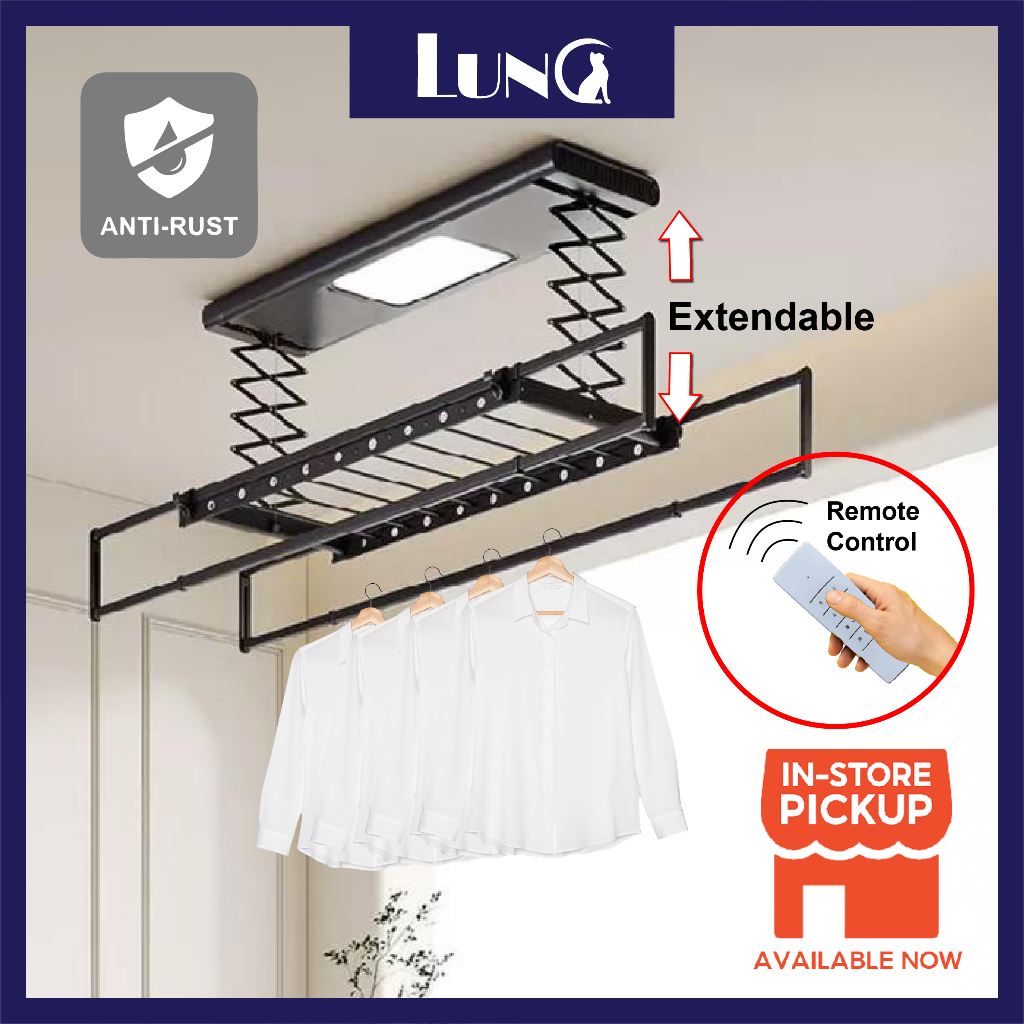 Space Aluminum Smart LED Lighting Clothes Drying Rack Clothes Hanger ...