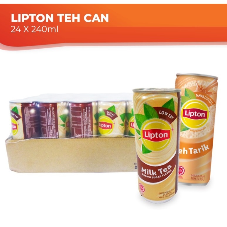 Lipton Milk Tea With Brown Sugar Flavor, Low Fat Teh Tarik Can 24 x ...