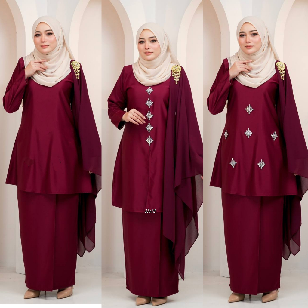 BAJU KURUNG BURGUNDY I BURGANDY COLLECTION SIZE XS TO 5XL | Shopee Malaysia