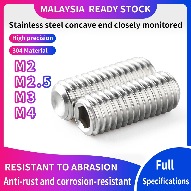 304 Stainless Steel M2.5 M3 M4 M5 M6 Set Screw Grub Screw GB80 Skru Flat Small Headless Cup ...