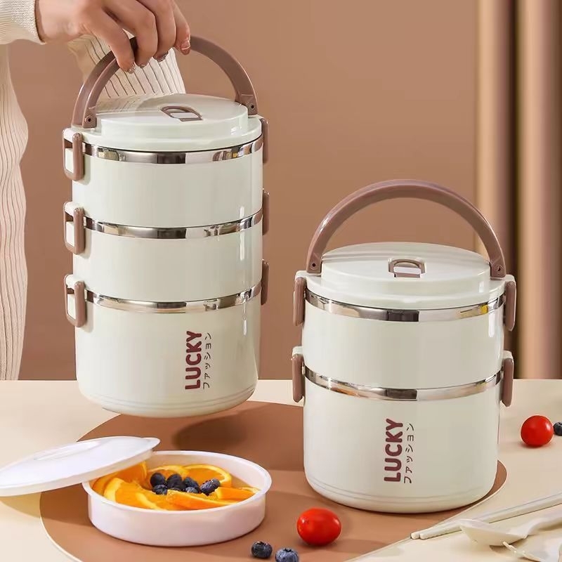 Lucky Lunch Box Multi Layer Stainless Steel Lunch Box Mangkuk Bekas ...
