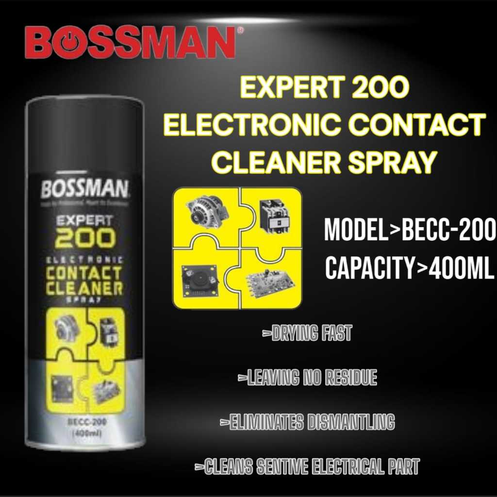 BOSSMAN EXPERT 200 Electronic Contact Cleaner Spray 400ML Sentive ...