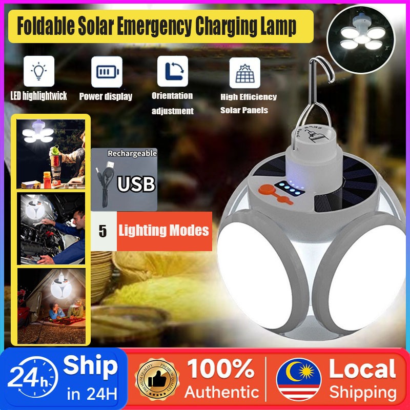 Portable Waterproof Foldable Solar Emergency Charging Camping Lamp Led ...