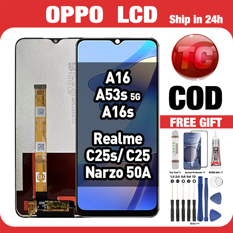 LCD OPPO A16/ A16s/ A53s 5G/ REALME C25s/ C25/ Narzo 50A Compatible For Original Glass Touch ...