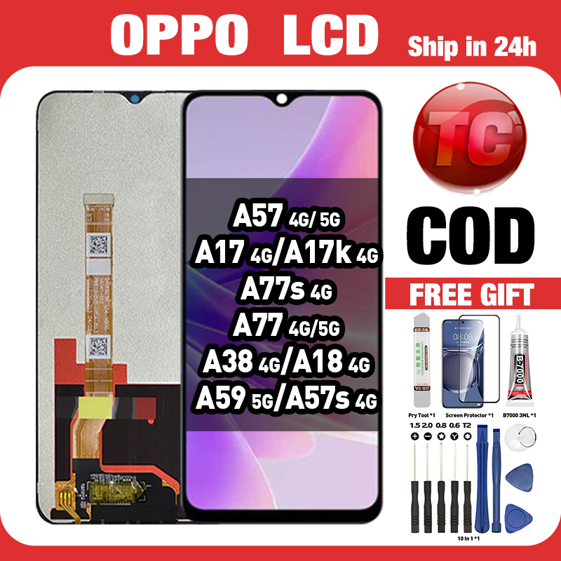 LCD OPPO A57/ A17/ A17k/ A77s/ A38/ A18/ A77/ A59/ A57s Compatible For ...