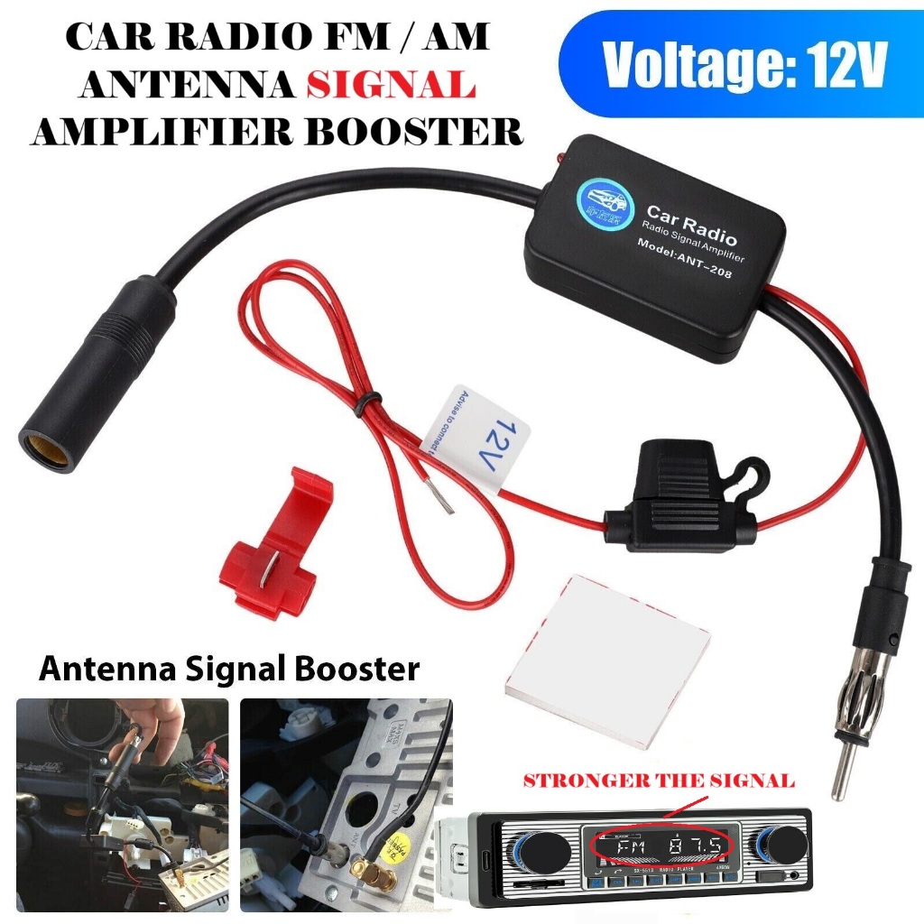 Car Antenna Booster Radio AM FM Signal Receiver Player 12v 24v Aerial ...