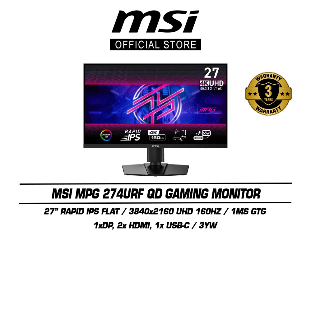 MSI MPG 274URF QD Gaming Monitor (27"/4K UHD/Rapid IPS/160Hz) | Shopee Malaysia