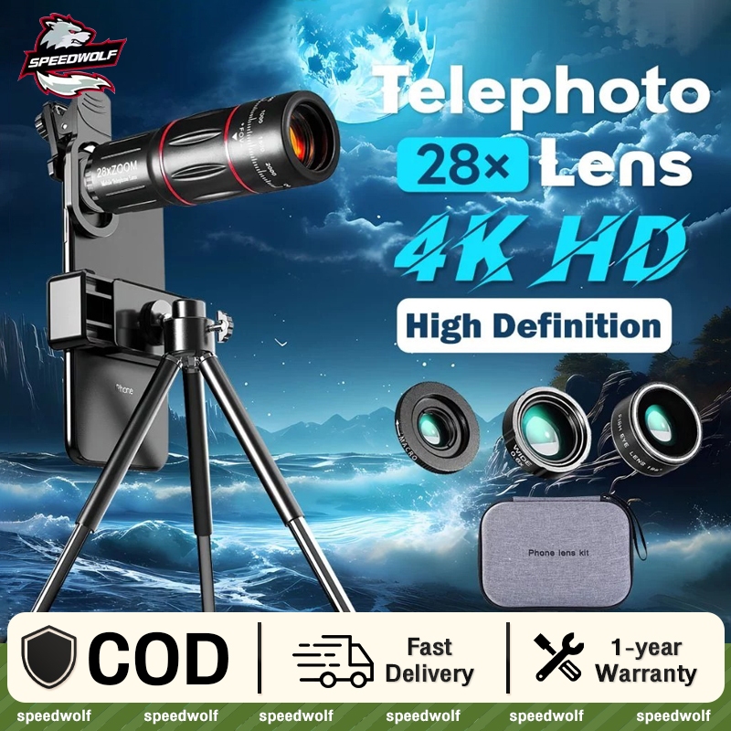 28X HD Phone Camera Lens Kit telephoto Zoom Wide Angle Macro Fish Phone ...