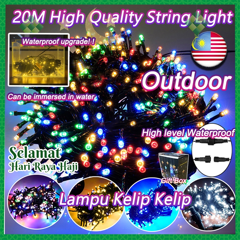 20M lampu raya Black Wire Outdoor Waterproof Lampu Led 200led lampu lip ...