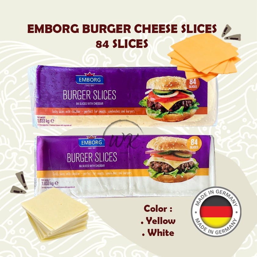 Emborg Burger Cheese Slices Yellow / White HALAL 1KG (84 Slices) (ONLY ...