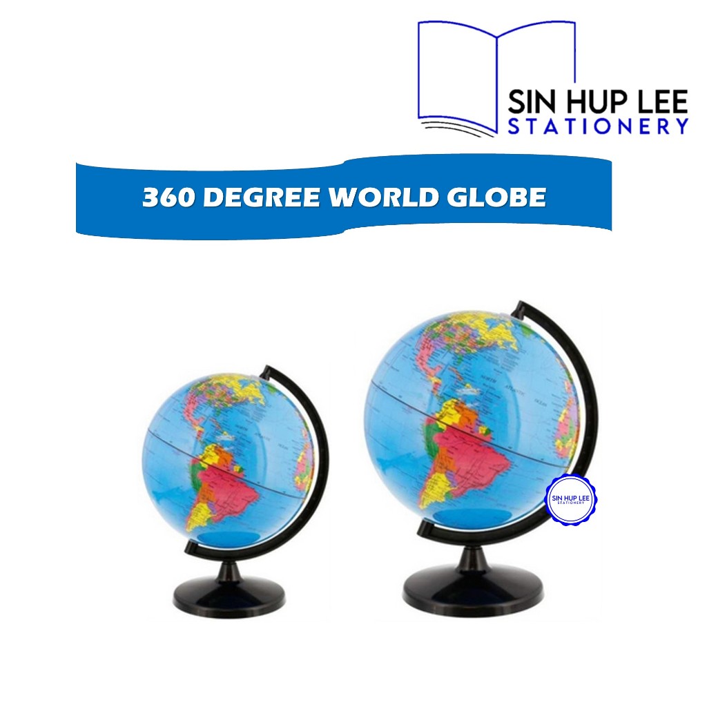 360 Degree Rotating World Globe 14/20cm Earth Atlas Map Rotating Desk ...