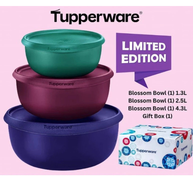 TUPPERWARE BLOSSOM BOWL SET (3 PCS) WITH DIFFERENT COLOR AND SIZES ...