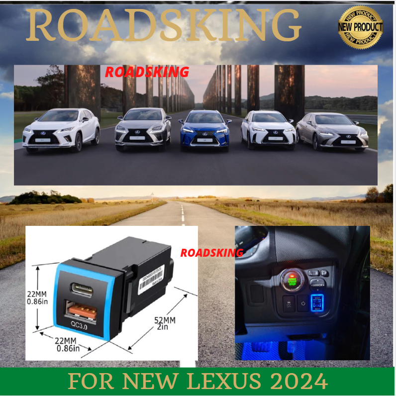 USB PORT BLUE LIGHT LEXUS LX600 RX300 NX300 ES250 LC500 PD TYPE-C HIGH ...